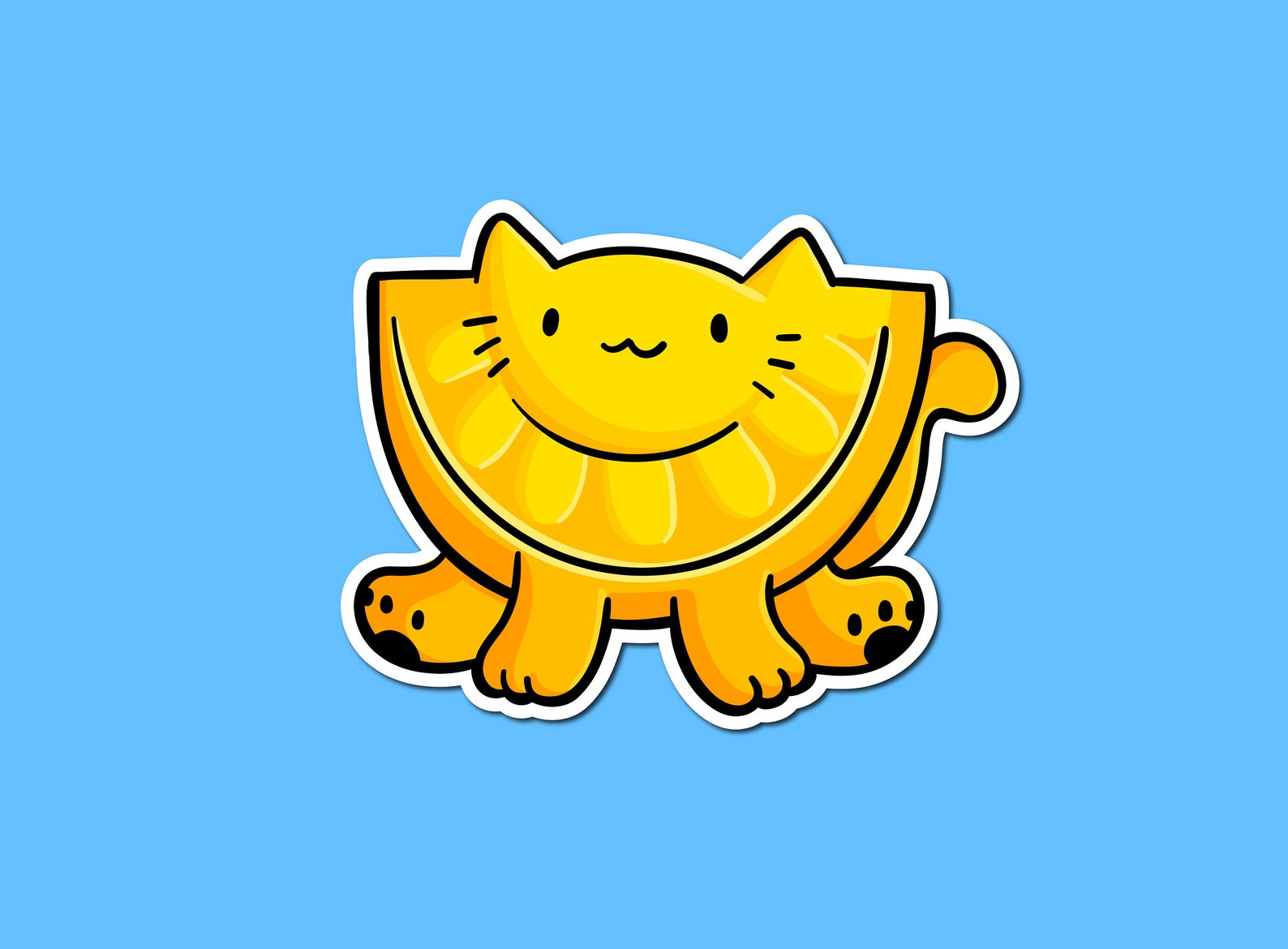 Lemon Cat Vinyl Sticker Cute Fruit Sticker Kawaii Food - Etsy