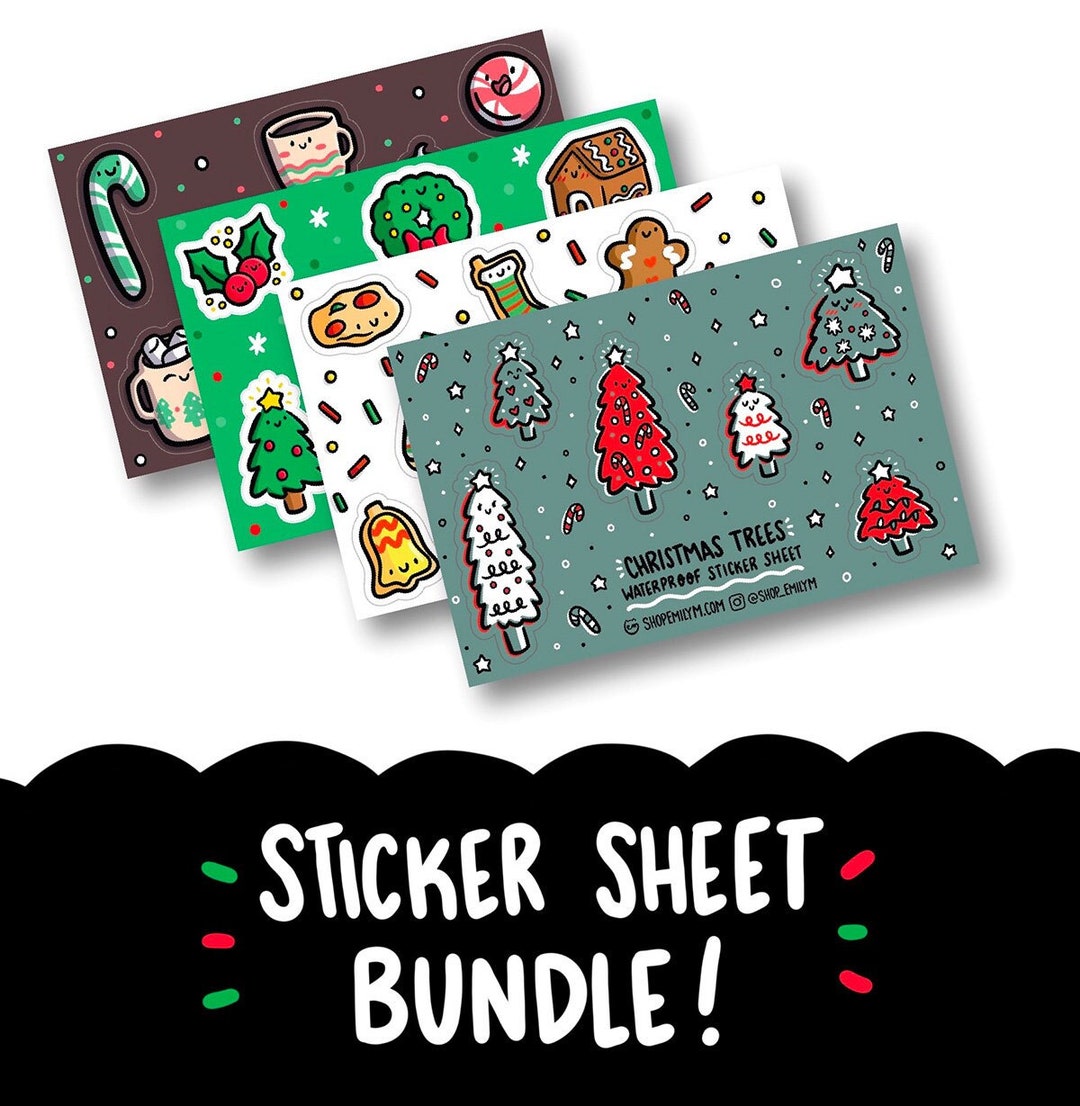 Holiday Sticker Sheet Bundle | Vinyl Sticker| Mini Sticker Sheets ...