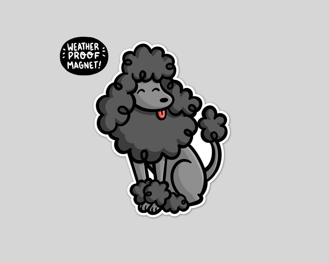 Black Poodle Magnet Waterproof Vinyl Car Magnet Cute Dog Magnet Happy ...