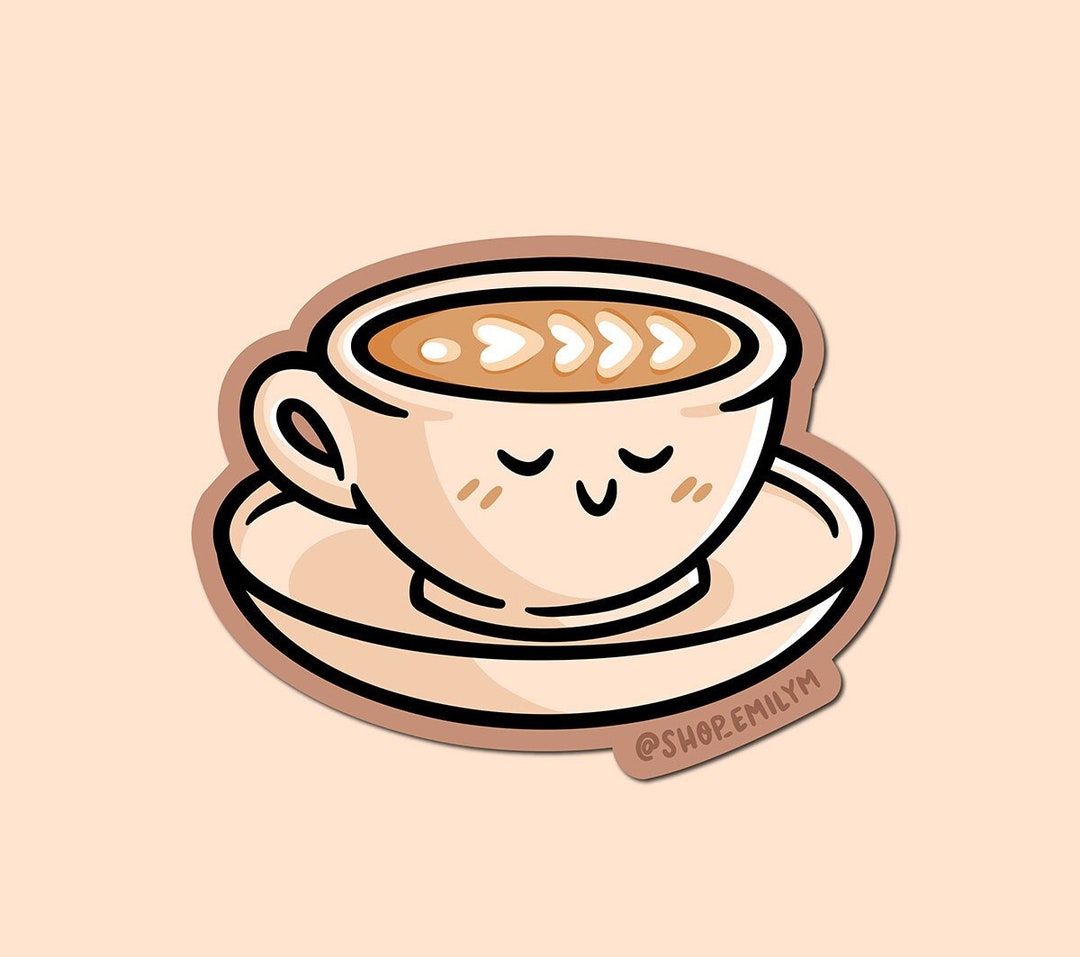 Latte Sticker | Weatherproof Vinyl Sticker| Kawaii Sticker| Cafe Latte ...