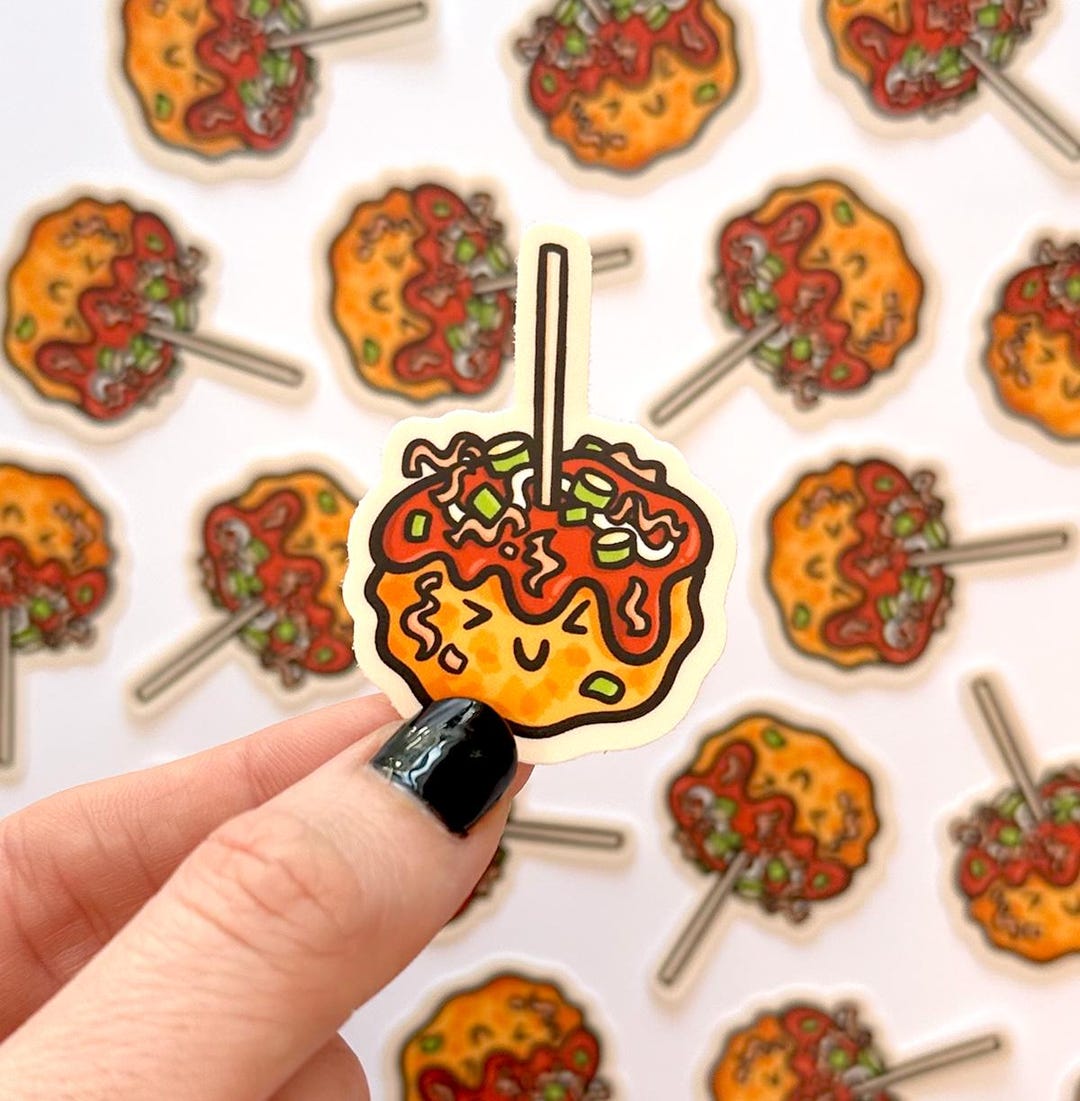 Takoyaki Mini Sticker | Waterproof Sticker | Kawaii Food Sticker ...