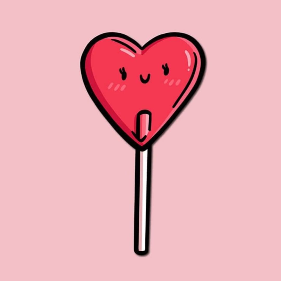 Heart Lollipop Vinyl Sticker | Valentines Day Sticker | Cute Valentines ...