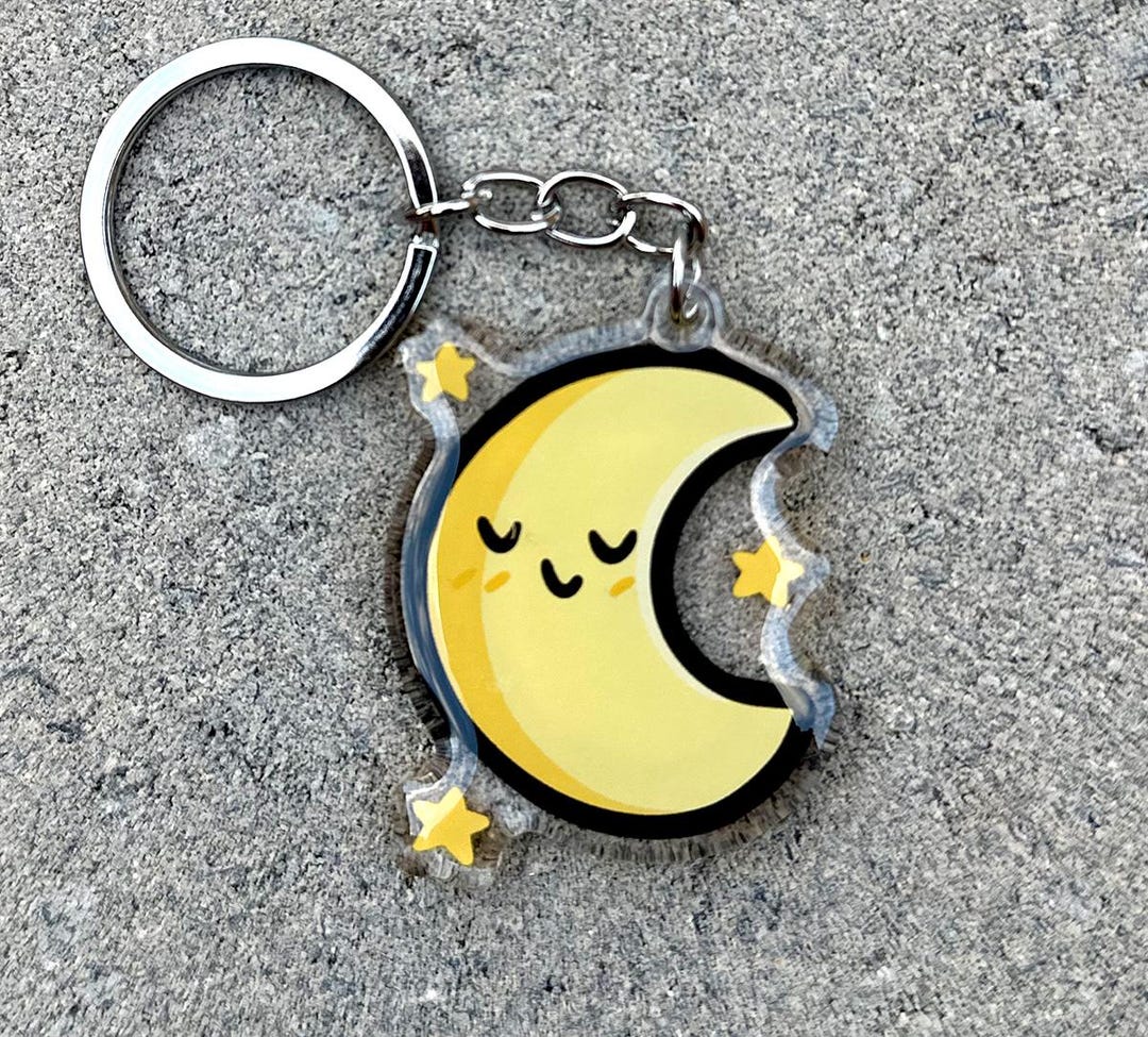 Moon and Stars Keychain Cute Acrylic Keychain Outer Space Keychain Cute ...