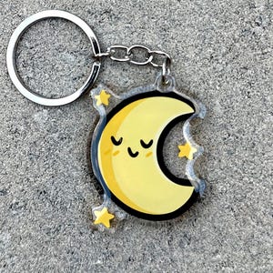 Moon and Stars Keychain | Cute Acrylic Keychain | Outer Space Keychain ...