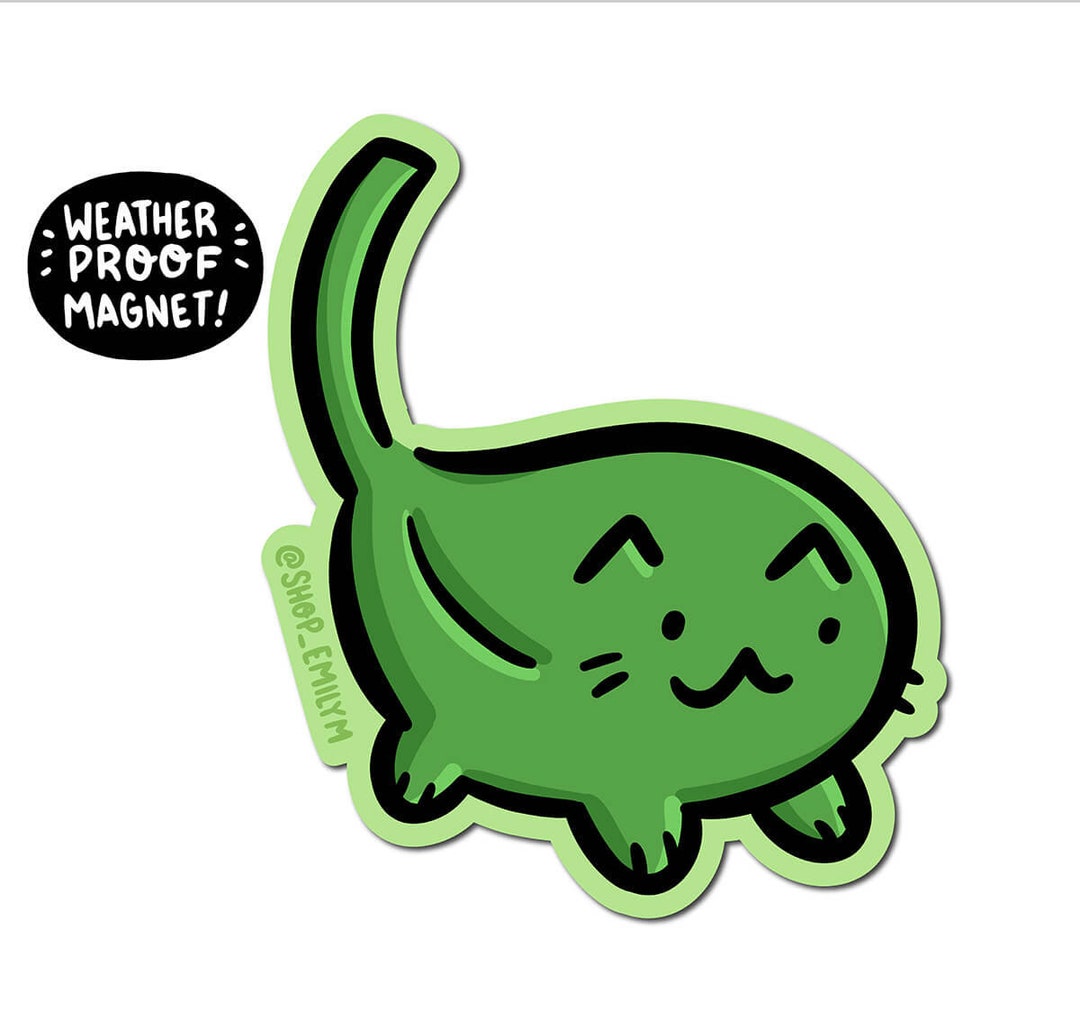 Spinach Cat Magnet | Waterproof Vinyl Car Magnet | Cute Veggie Magnet ...