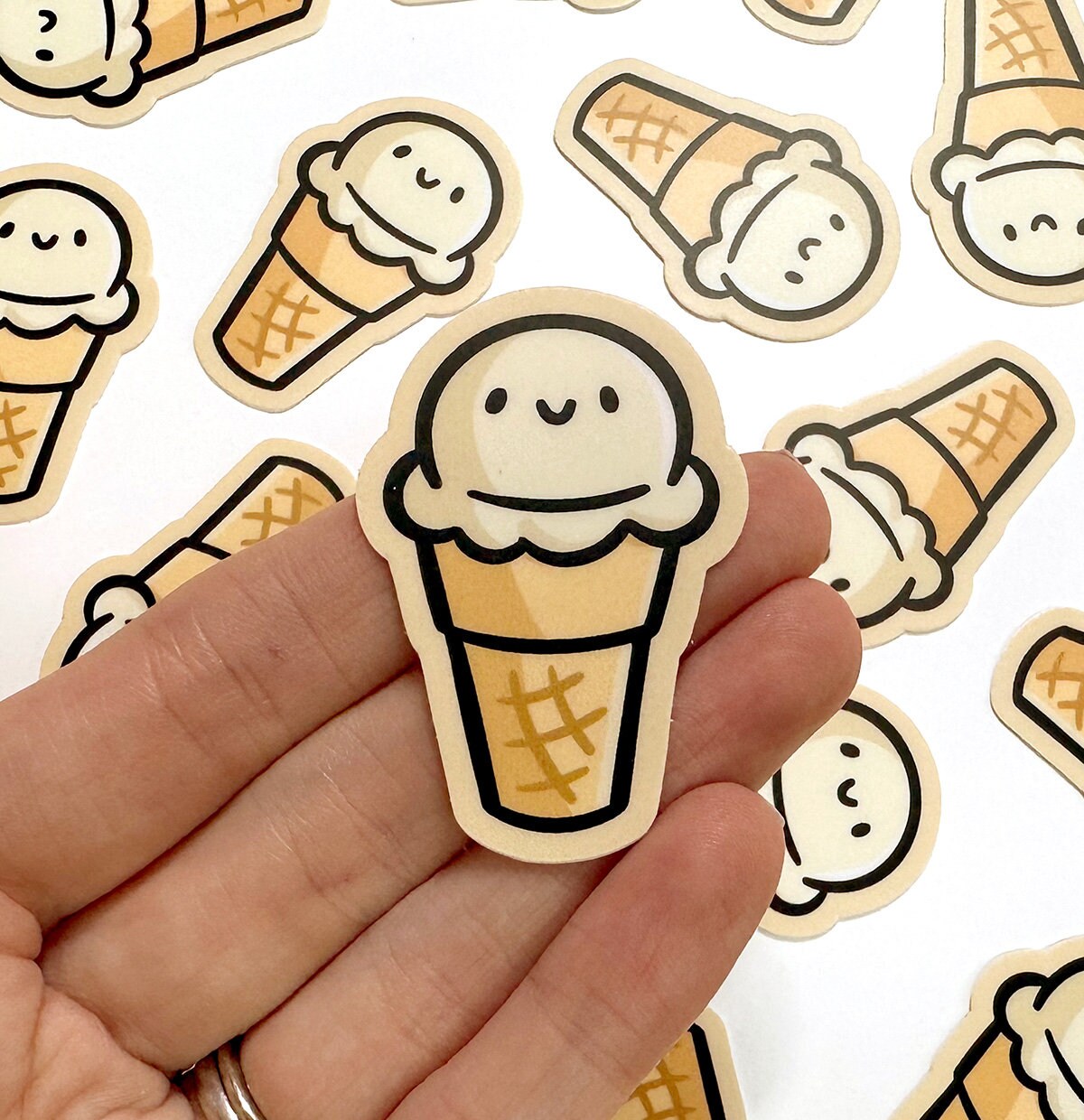 Mini Vanilla Ice Cream Cone Vinyl Sticker | Waterproof Sticker | Mini ...