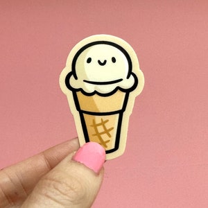 Mini Vanilla Ice Cream Cone Vinyl Sticker | Waterproof Sticker | Mini ...