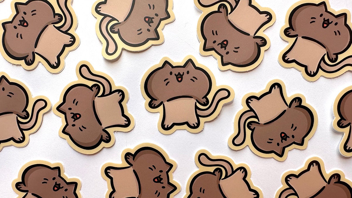 Mushroom Cat Mini Sticker | Waterproof Sticker |kawaii Vinyl Sticker ...