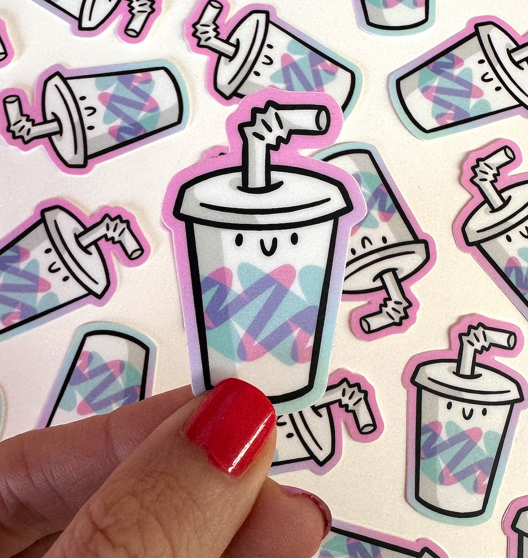 90s Cup Mini Sticker | Waterproof Sticker | Kawaii Sticker | Junk Food ...