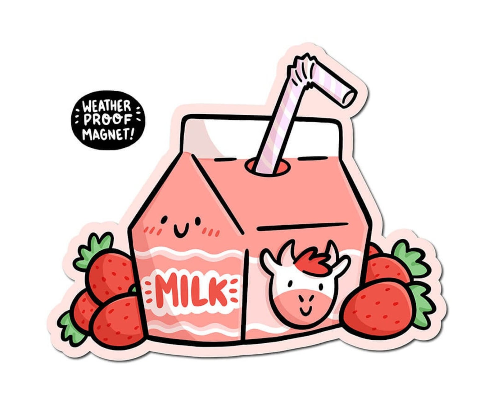 Strawberry Milk Magnet | Vinyl Magnet | Cute Food Magnet | Milk Carton ...