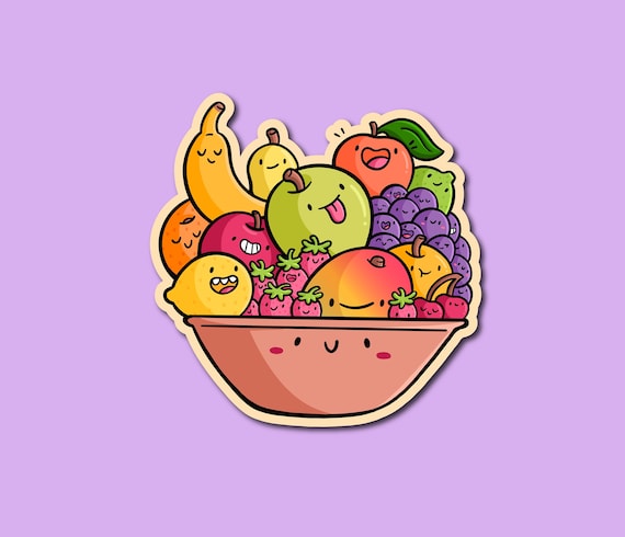 Fruit Bowl Vinyl Sticker Waterproof Sticker Kawaii Style - Etsy