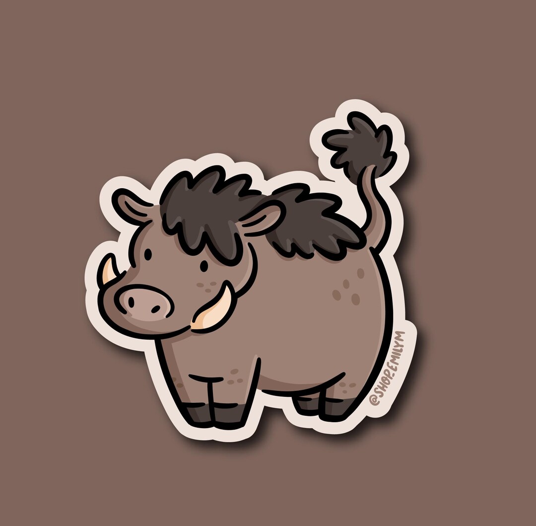 Warthog Sticker | Weatherproof Vinyl Sticker | Kawaii Animal Sticker ...