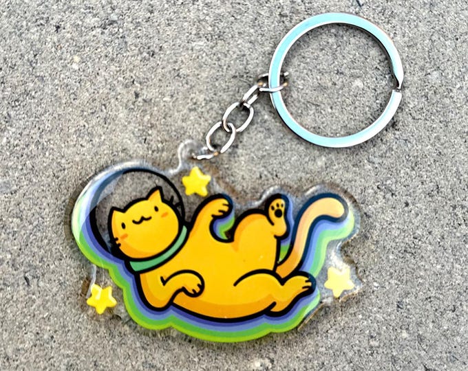 Astronaut Cat Keychain | Kawaii Acrylic Charm | Kawaii Keychain | Outer ...