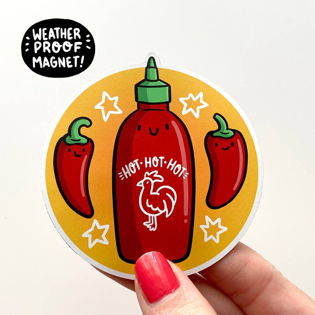 Sriracha Magnet | Waterproof Vinyl Magnet| Hot Sauce Magnet |kawaii ...