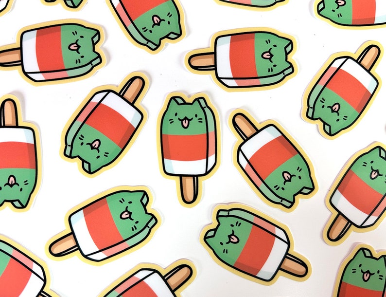 Popsicle Cat Mini Sticker | Waterproof Sticker | Kawaii Vinyl Sticker ...