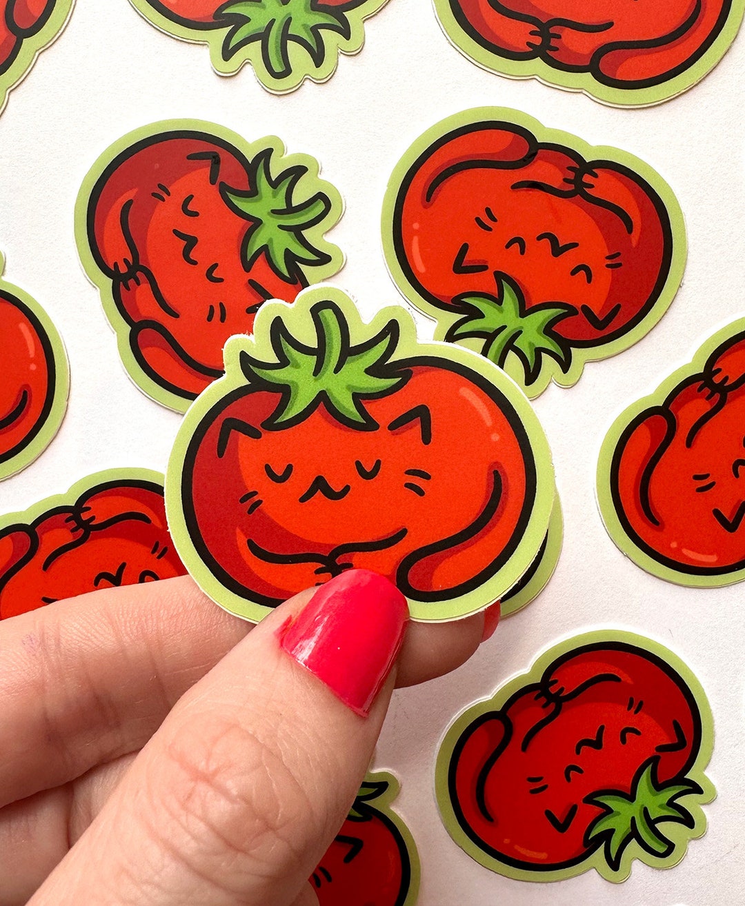 Tomato Cat Mini Sticker | Waterproof Sticker |kawaii Vinyl Sticker ...
