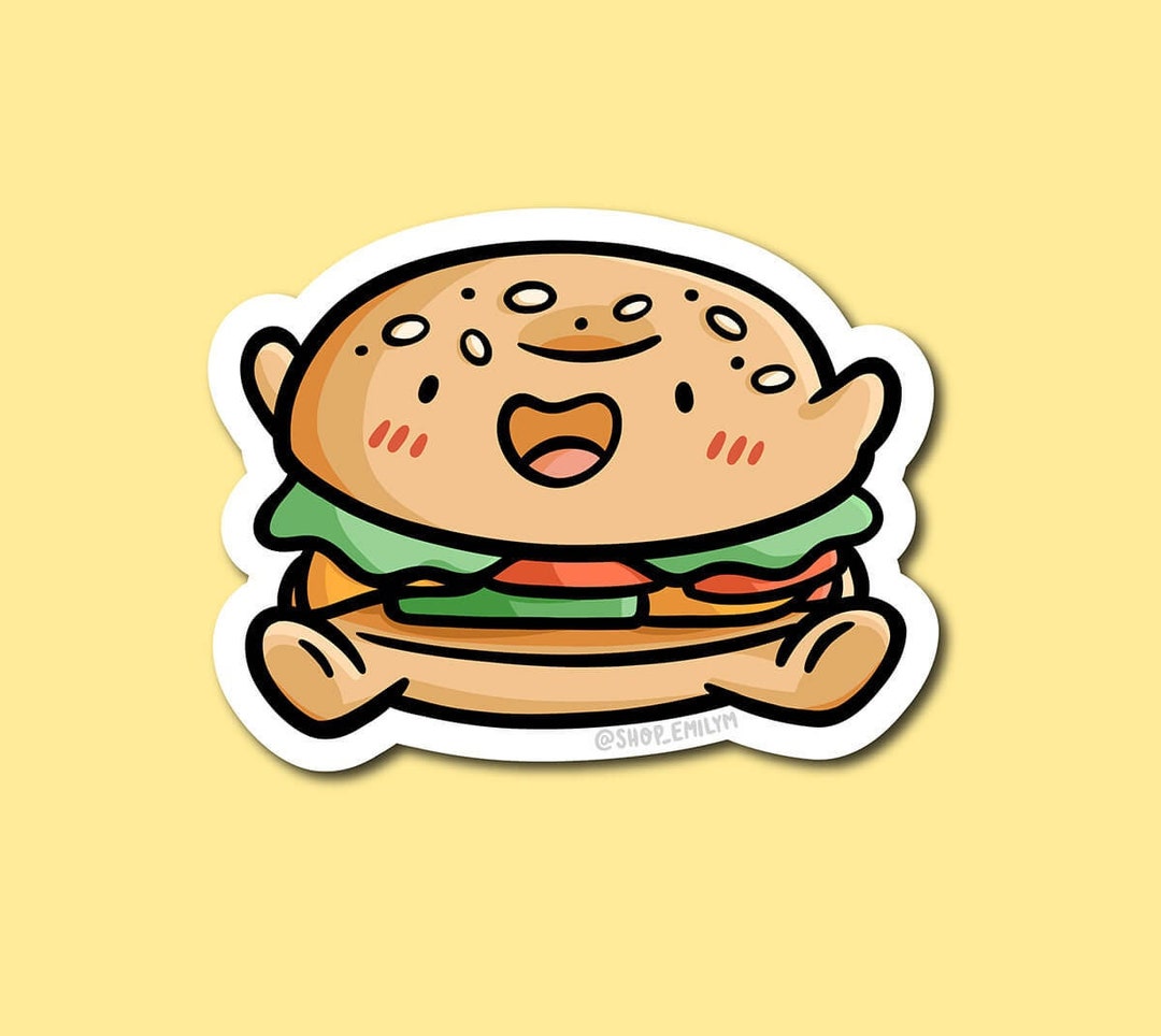 Bagel Sandwich Dude Sticker | Weatherproof Vinyl Sticker| Kawaii ...