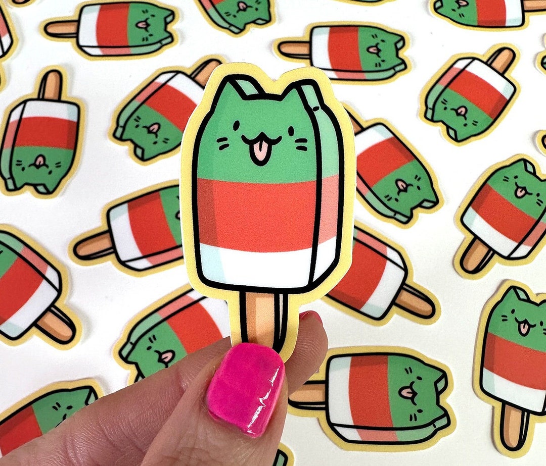 Popsicle Cat Mini Sticker | Waterproof Sticker | Kawaii Vinyl Sticker ...