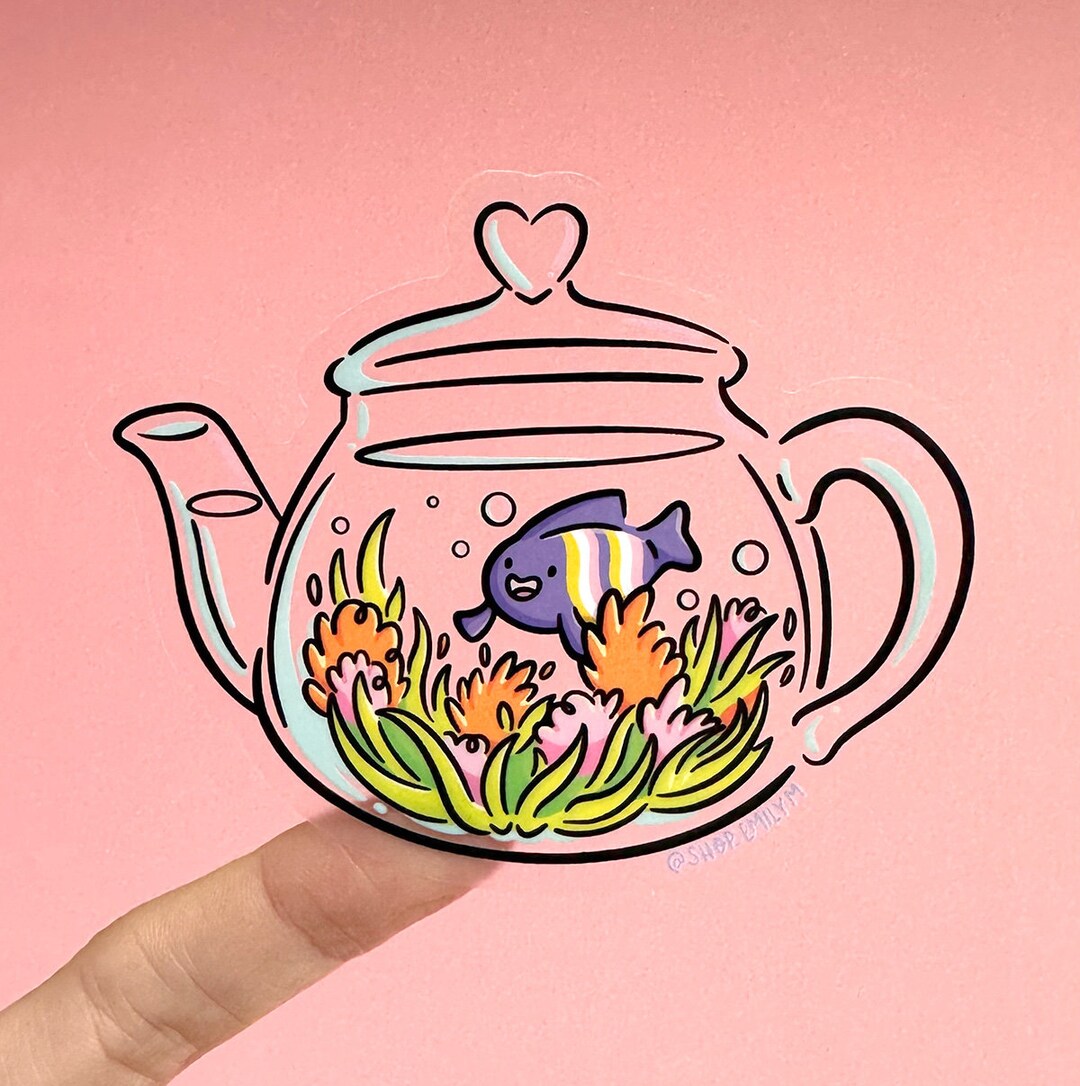 Clear Teapot Sticker| Weatherproof Vinyl Sticker|kawaii Sticker| Cute ...