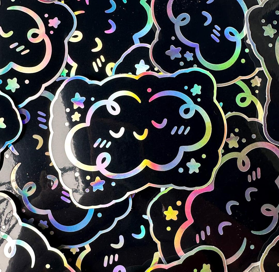 Holographic Cloud Sticker| Weatherproof Vinyl Sticker| Kawaii Sticker ...