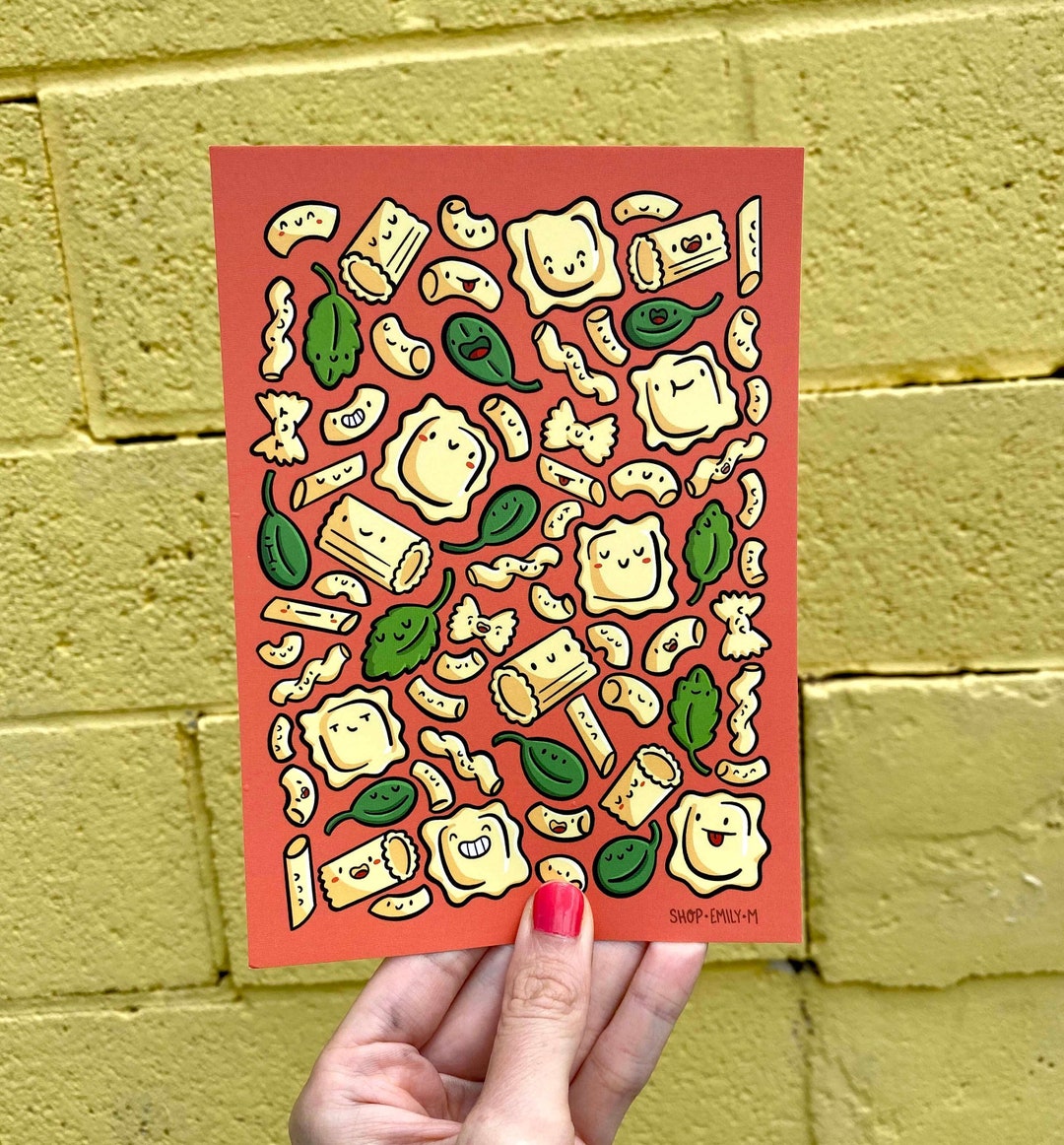 Pasta Print | Cute Kitchen Artwork | Kawaii Food Print| Types of Pasta ...