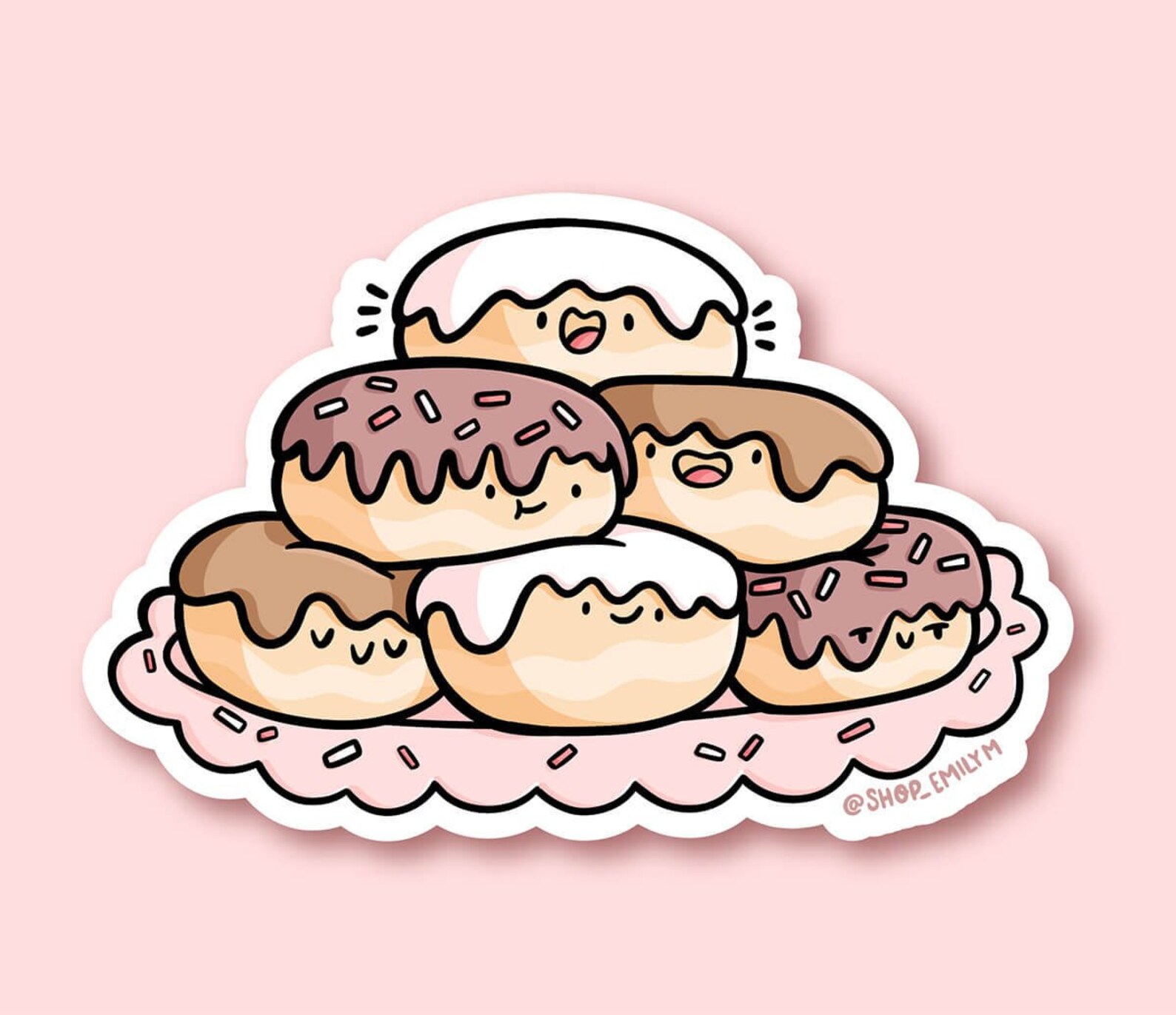Plate of Donuts Sticker | Weatherproof Vinyl Sticker| Kawaii Food ...