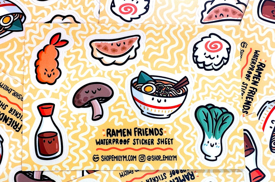 Ramen Waterproof Sticker Sheet | Mini Vinyl Stickers | Cute Ramen ...
