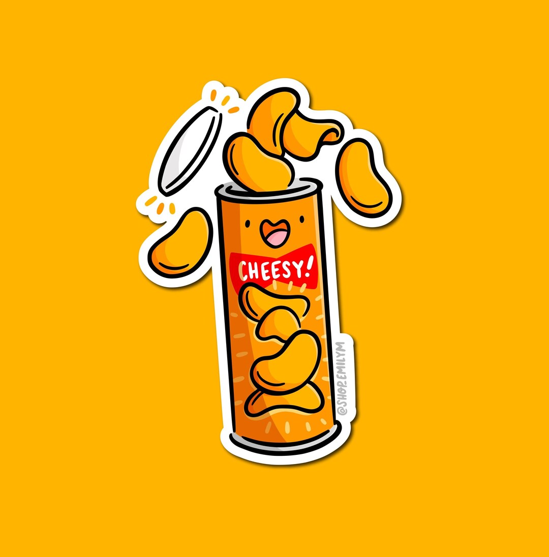 Can of Cheesy Chips Sticker| Weatherproof Vinyl Sticker| Kawaii Sticker ...