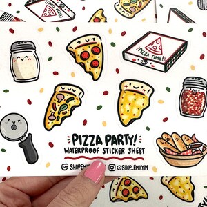 Pizza Party Waterproof Sticker Sheet Mini Vinyl Stickers - Etsy