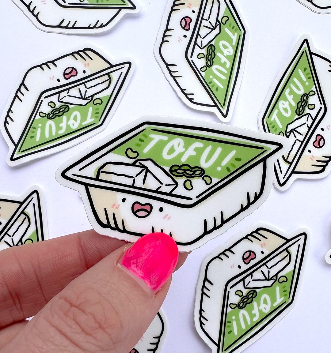 Mini Tofu Vinyl Sticker | Block of Tofu Sticker |cute Vegan Food ...