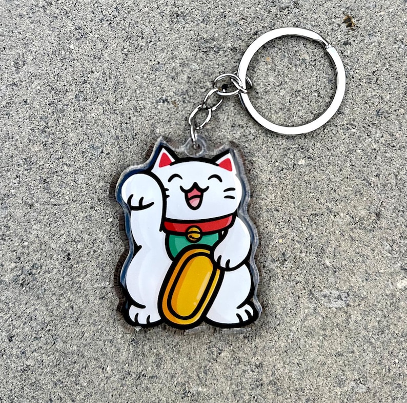 Lucky Cat Keychain | Kawaii Acrylic Keychain | Kawaii Cat Keychain ...