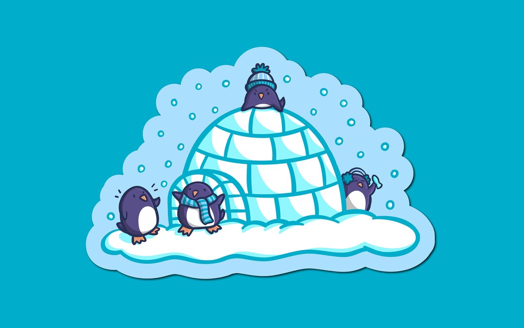 Penguins Vinyl Sticker | Penguins in Snow Sticker | Cute Winter Sticker ...