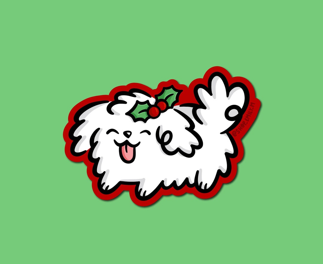 Holly Dog Sticker| Cute Christmas Sticker | Holly Sticker | Holiday ...