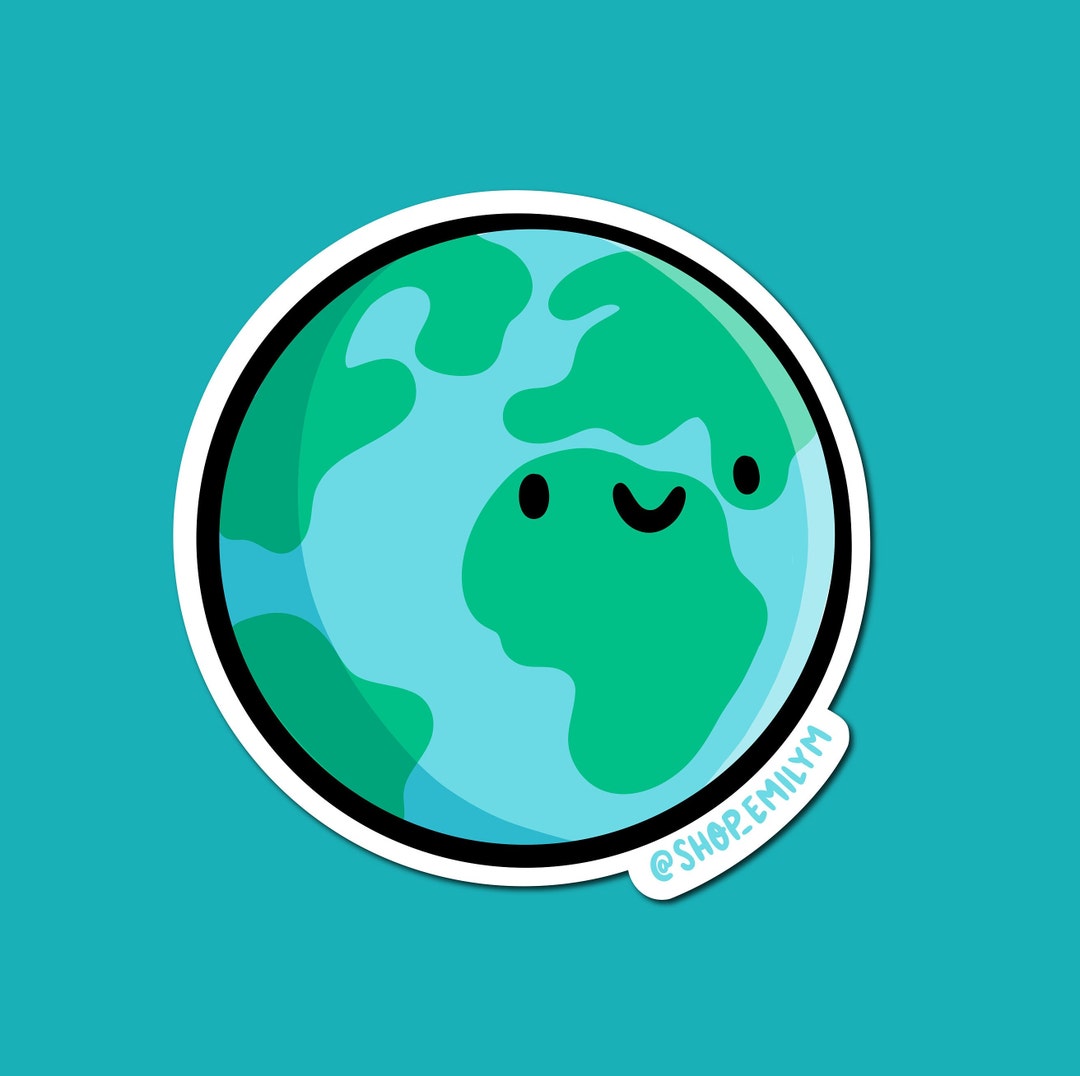 Earth Sticker | Weatherproof Vinyl Sticker| Kawaii Sticker| Planet ...