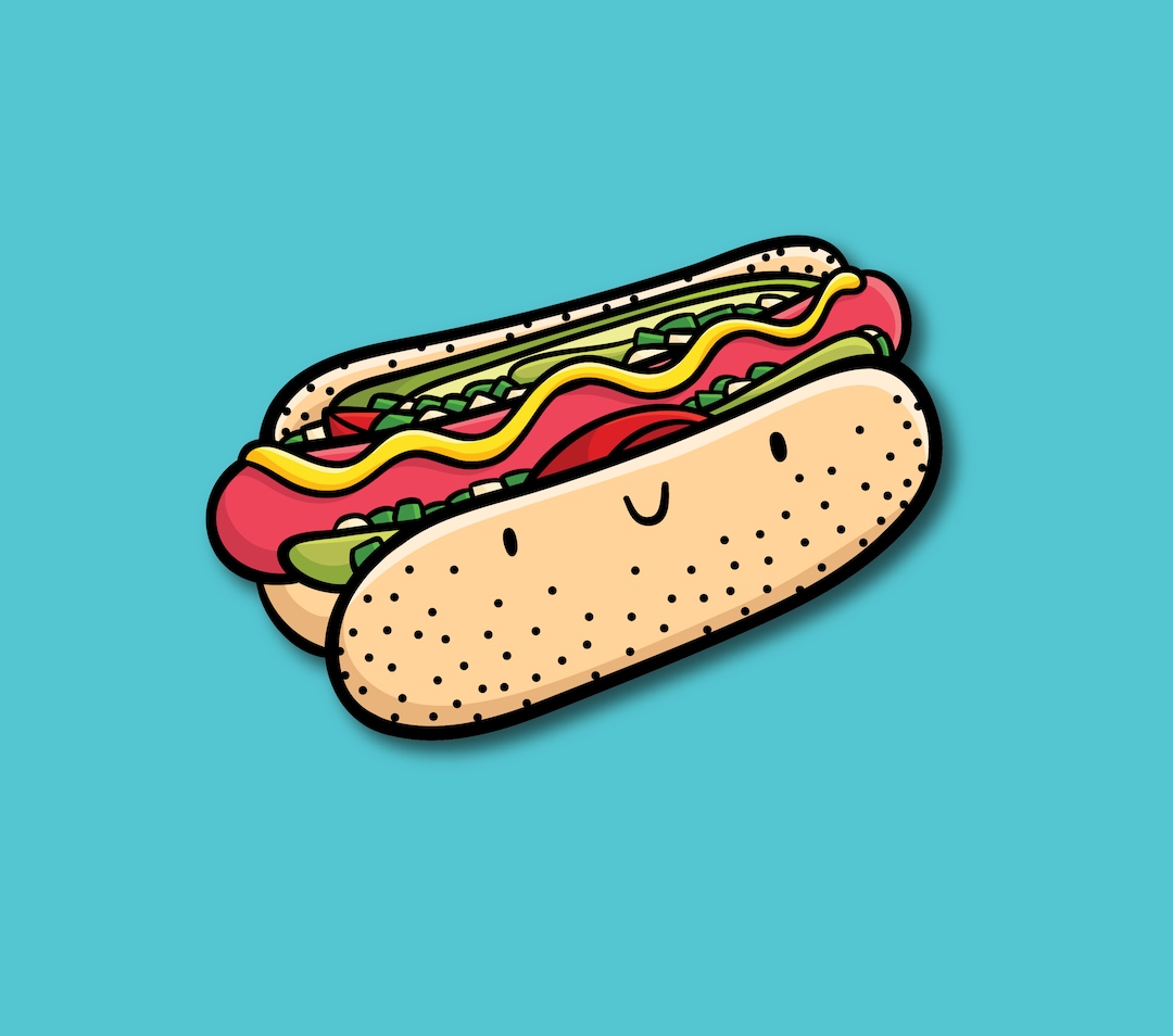 Chicago Hot Dog Vinyl Sticker | Cute Chicago Sticker | Cute Hot Dog ...