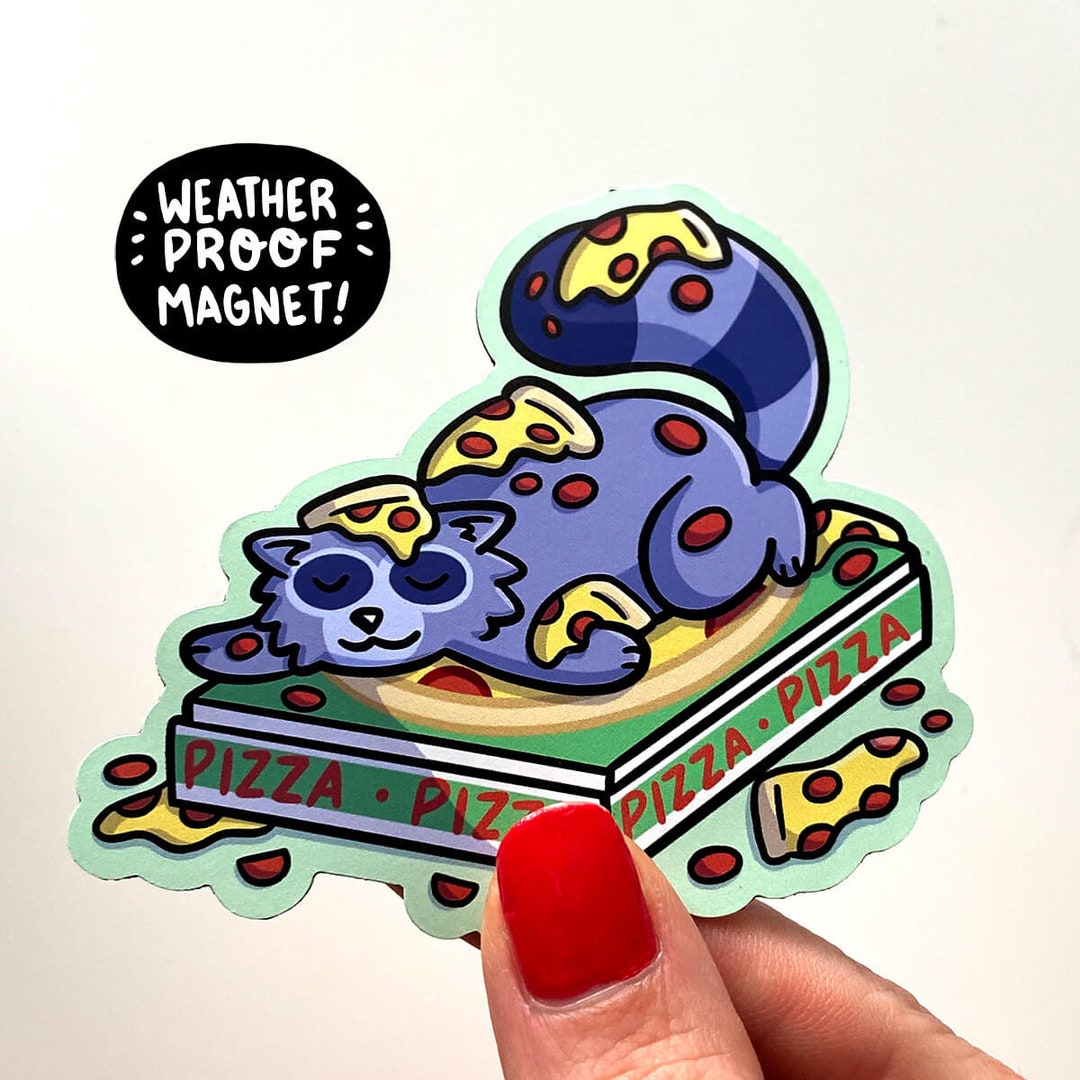 Pizza Raccoon Magnet Cute Raccoon Art Waterproof Vinyl Car Magnet ...