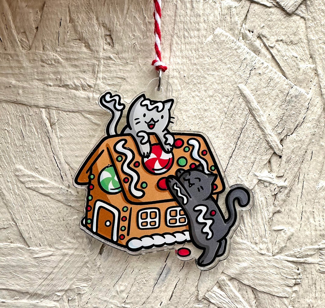 Gingerbread Cats Ornament Acrylic Ornament Holiday Decoration Cute ...