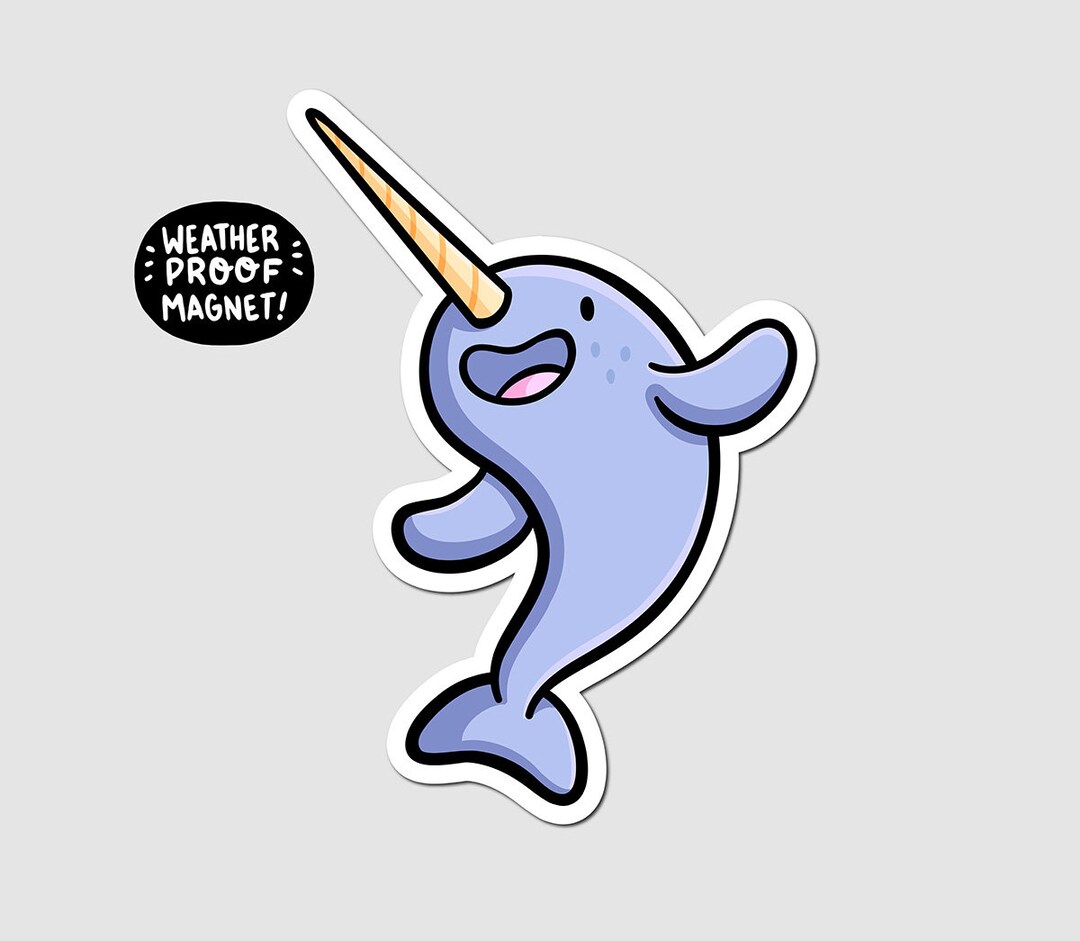 Narwhal Magnet | Sea Creature Magnet | Waterproof Vinyl Car Magnet ...