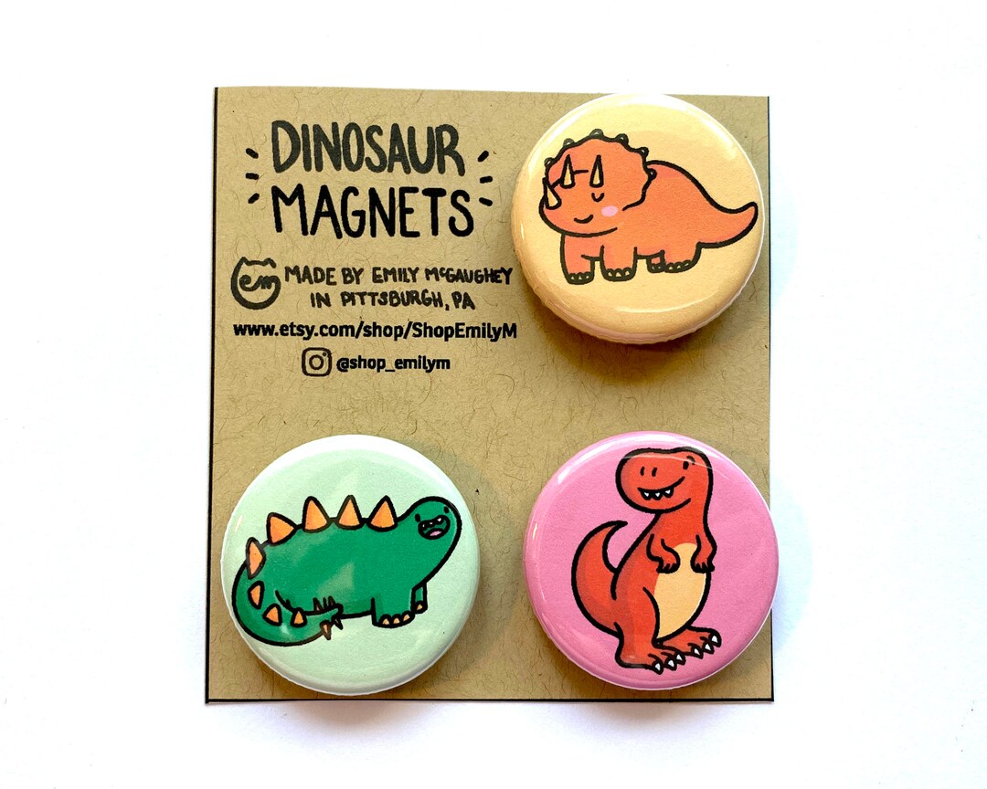Dinosaur Magnet Pack | Cute Dino Magnets | Stegosaurus | Tyrannosaurus ...
