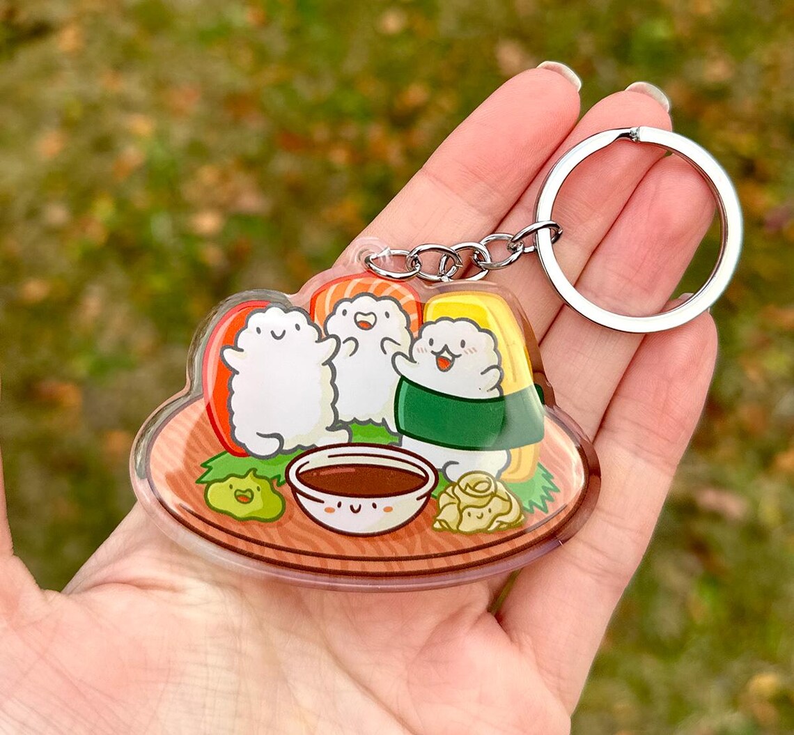 Sushi Pals Keychain | Cute Acrylic Keychain | Plate of Sushi Keychain ...