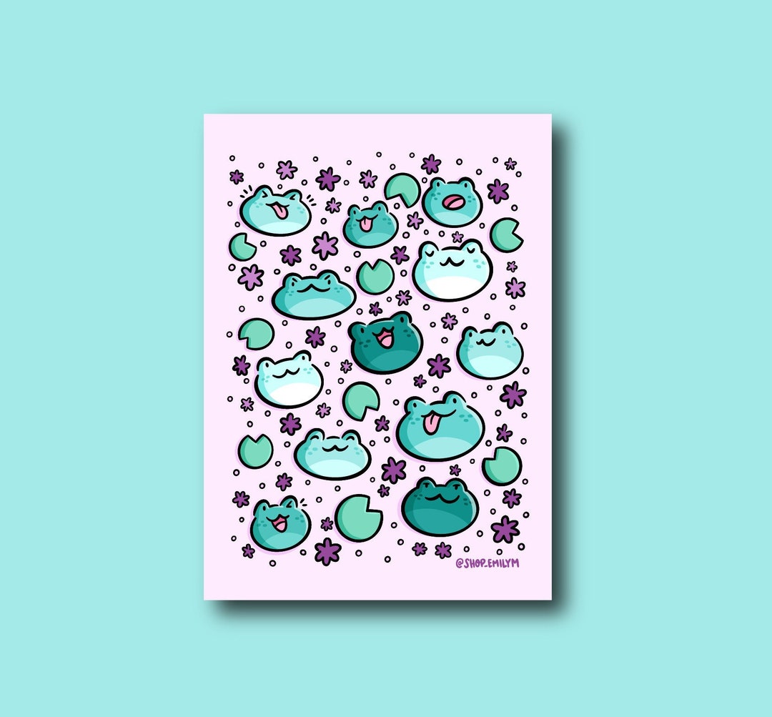 Froggy Print | Frogs and Lily Pad Print | Cute Frog Artwork | Cartoon ...