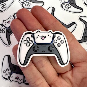Mini White Video Game Controller Cat Vinyl Sticker | Waterproof Phone ...