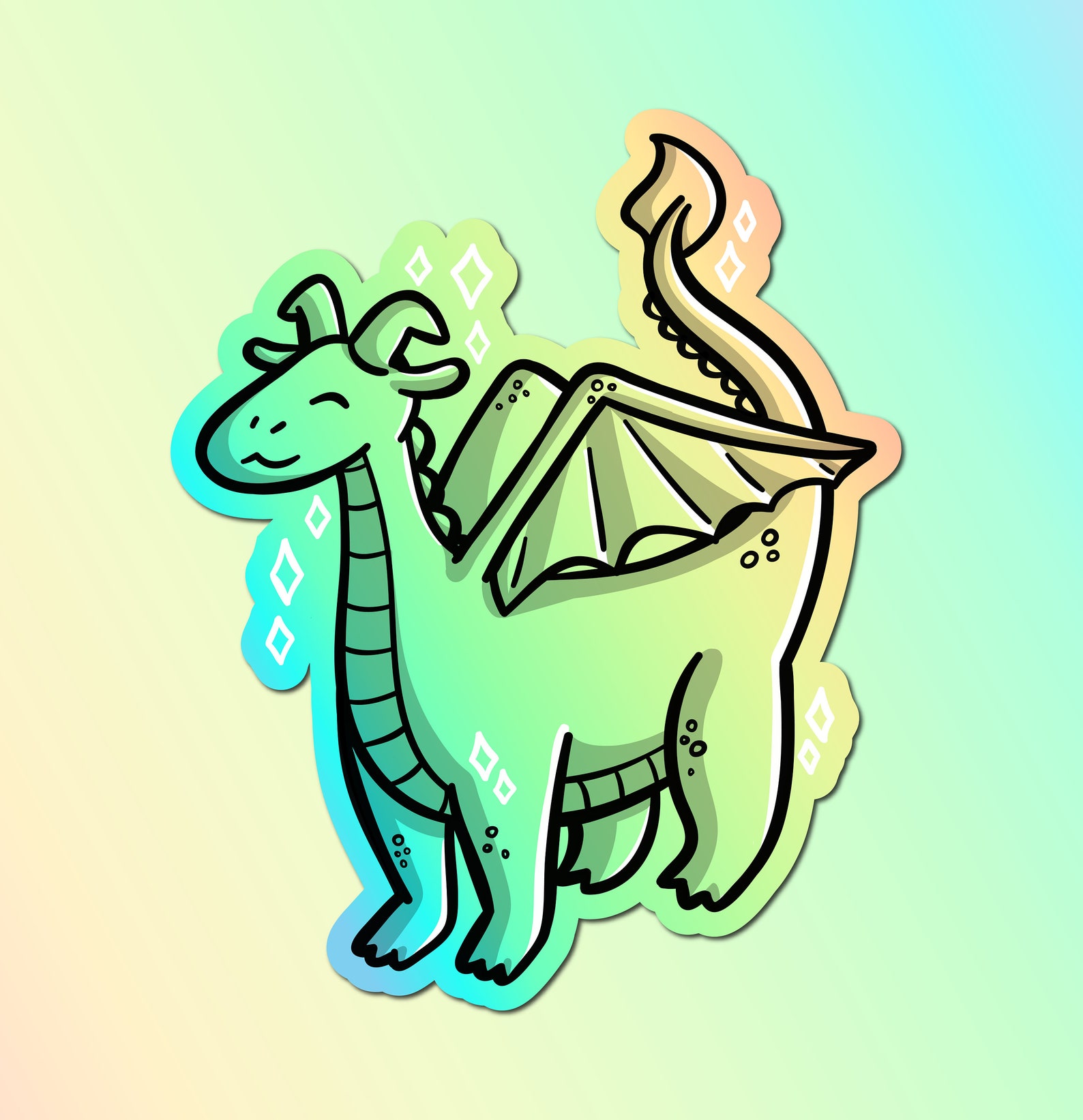 Rainbow Dragon Vinyl Sticker | Kawaii Dragon Sticker | Cryptids Sticker ...