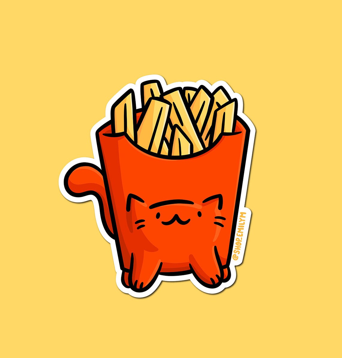 French Fry Cat Sticker Weatherproof Vinyl Sticker Kawaii - Etsy