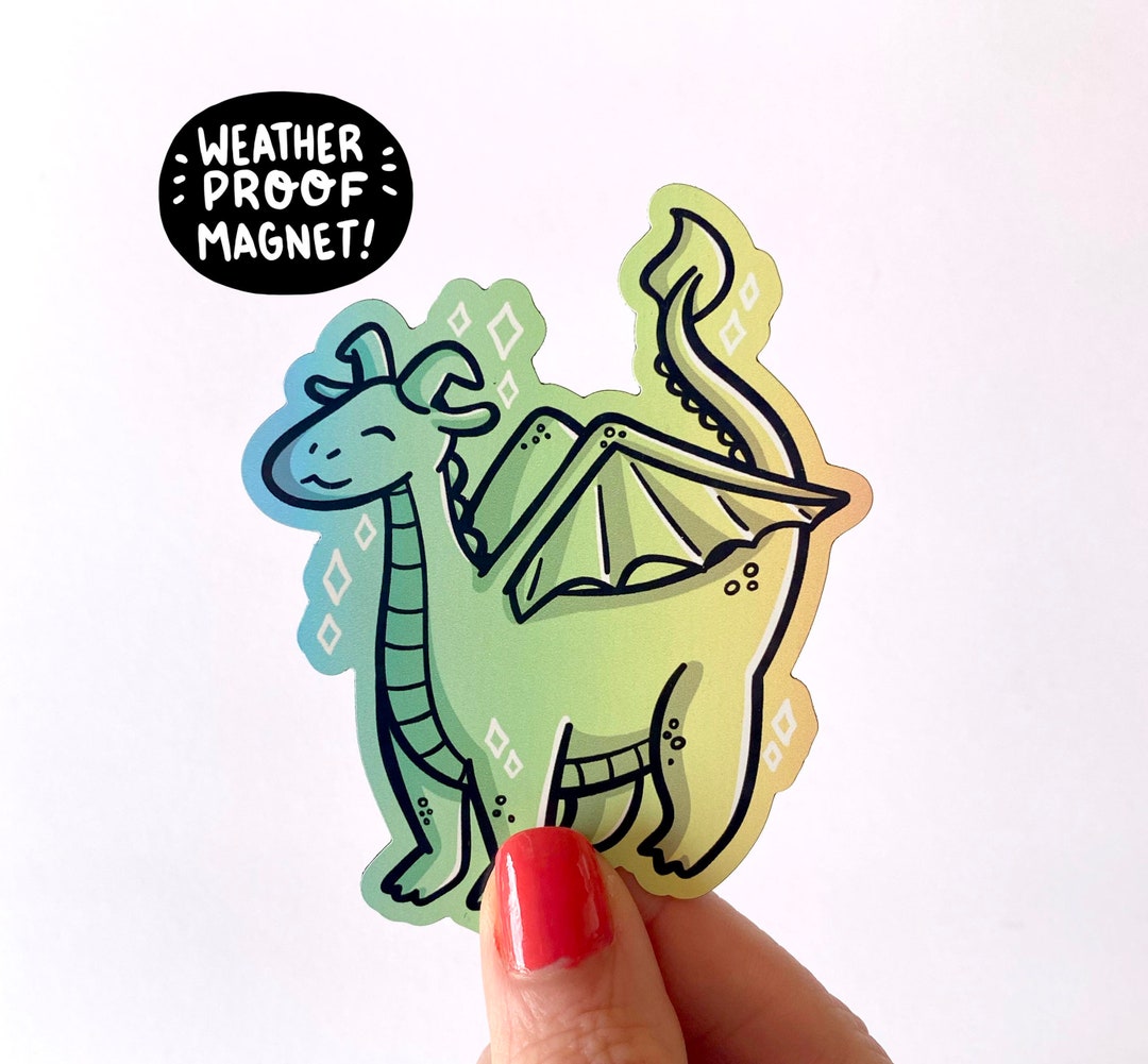 Rainbow Dragon Magnet | Weatherproof Car Magnet | Pastel Dragon Artwork ...