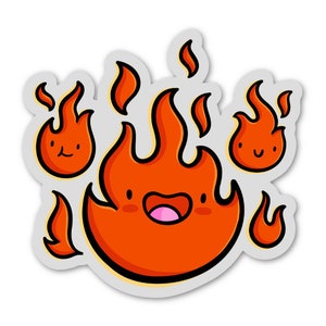 Fire Clear Vinyl Sticker | Happy Flames Sticker | Cute Campfire ...