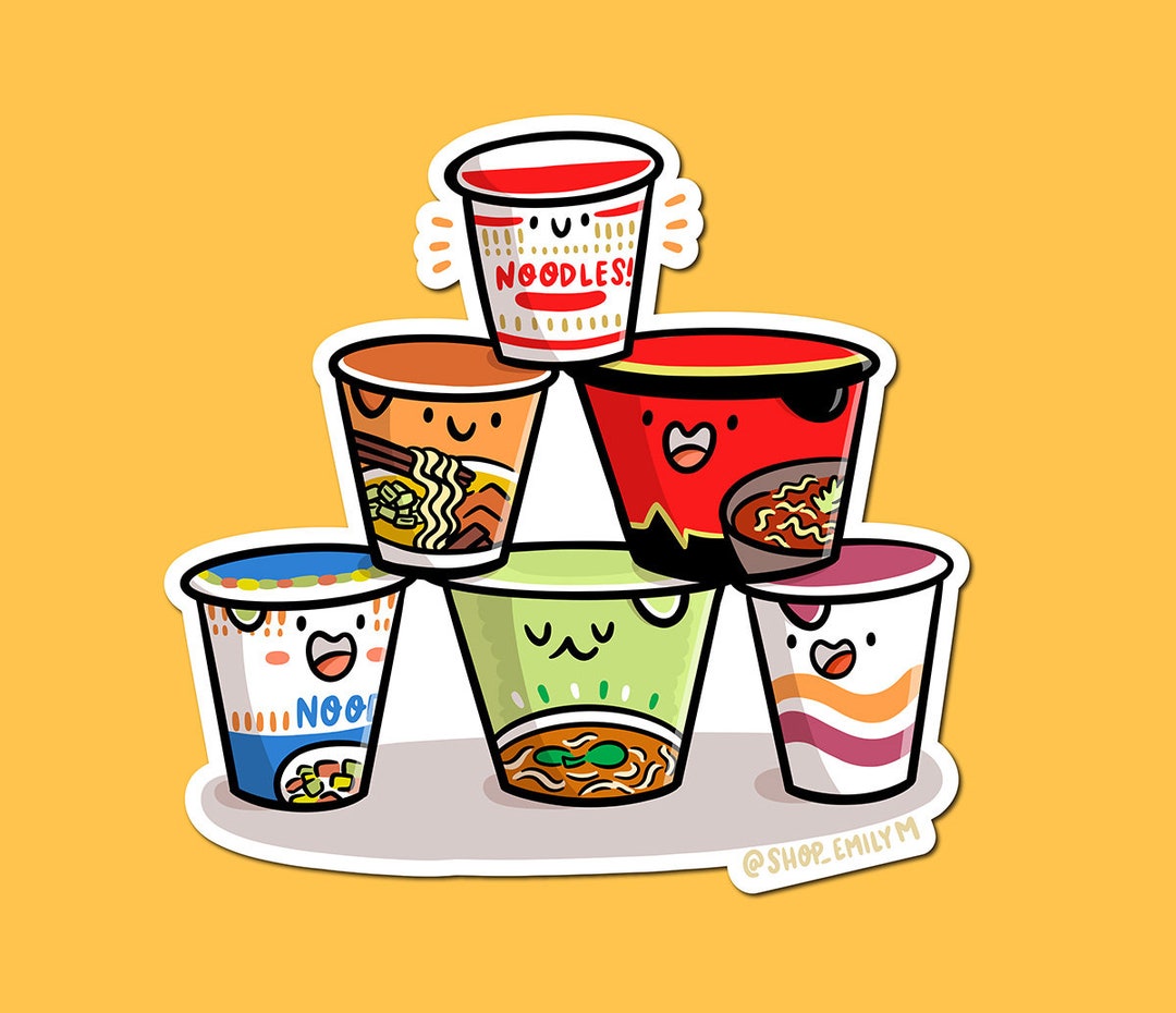 Instant Ramen Cups Sticker| Weatherproof Vinyl Sticker| Cute Ramen ...