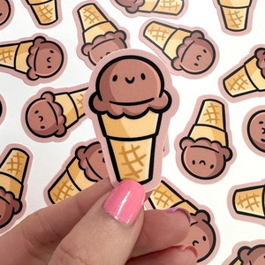 Mini Chocolate Ice Cream Cone Vinyl Sticker | Chocolate Ice Cream ...