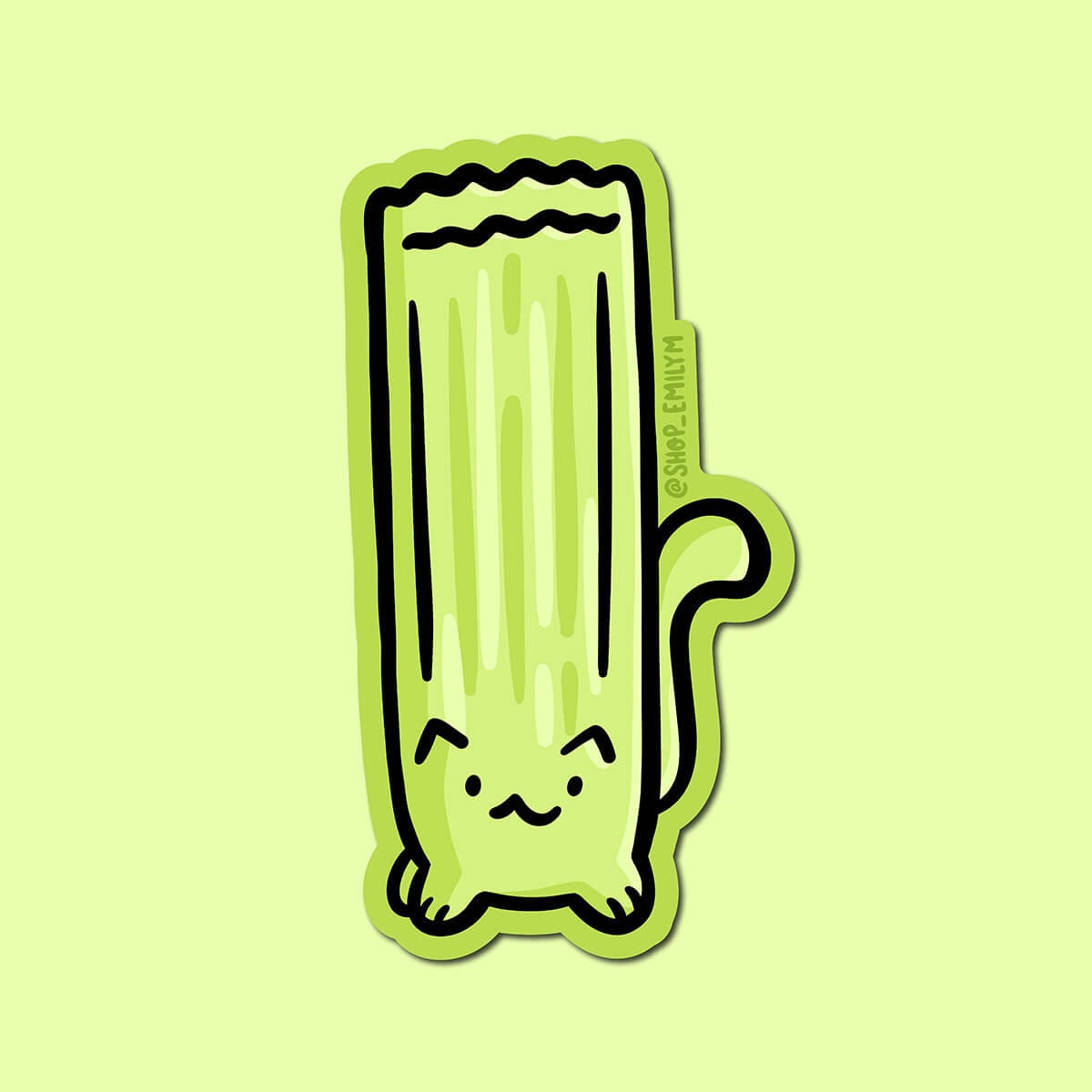 Celery Cat Sticker | Weatherproof Vinyl Sticker| Kawaii Sticker| Veggie ...