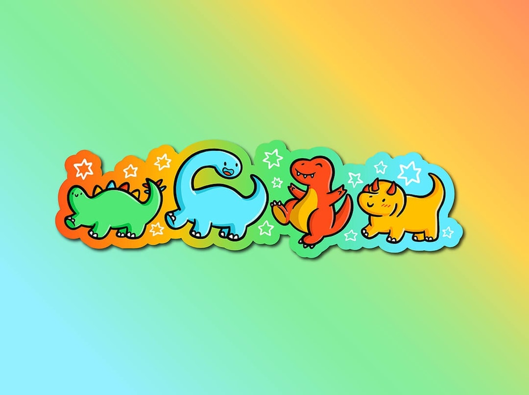 Dinosaur Parade Sticker | Weatherproof Vinyl Sticker | Cute Dinosaurs ...